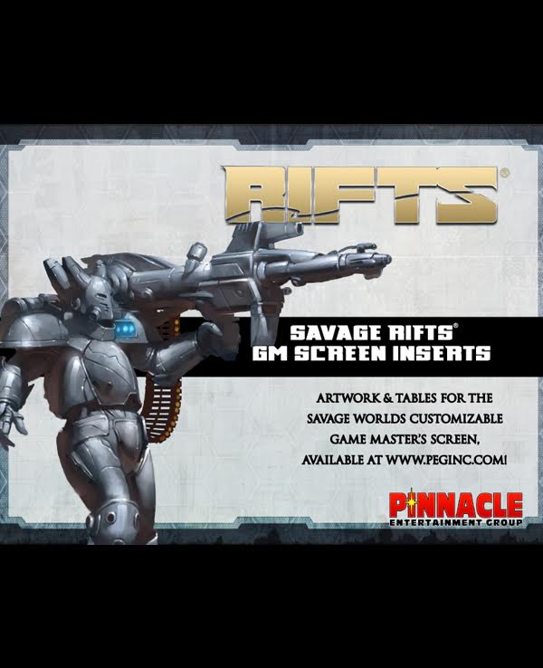 Savage Rifts® GM Screen Inserts (PDF) (Revised) | Pinnacle ...