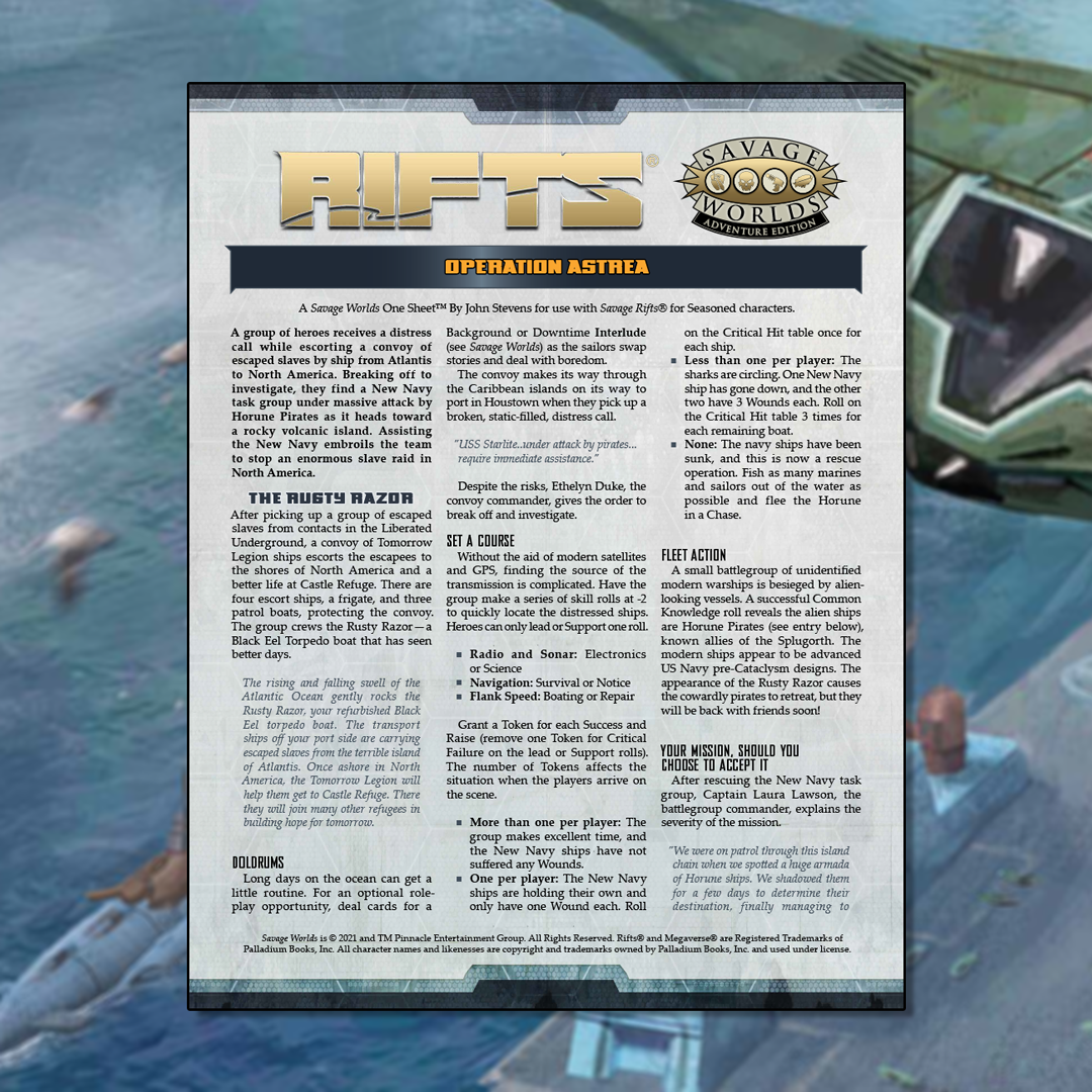 Rifts® for Savage Worlds One Sheet & Revised Character Folio | Pinnacle ...