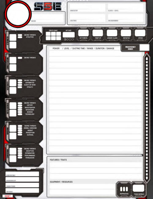 S5E: Superheroic Roleplaying for 5th Edition - Character Sheet (PDF) Free Download! | Pinnacle ...